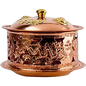 Chafing Dishes China Mongolian Multi-person Hot Pot, Pure Copper Concentrated Beijing Meat Hot Pot, Environmentally Friendly And Hygienic, Suitable For Family Dinner (Color : Brass, Size : 20cm)