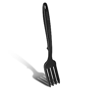 Yuanchu Silicone Flexible Fork, 11 Inch Silicone Fork Heat Resistant Cooking Fork Dishwasher Safe Kitchen Fork Nonstick Blending Fork for Cooking Utensil for Kitchen Stir Mix Mash(Black)