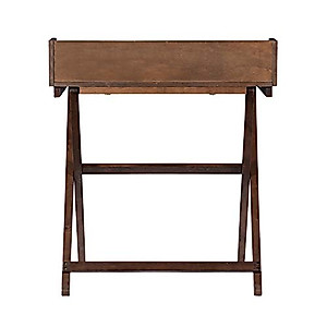 Linon Cade Wood Folding Desk in Antique Walnut Brown