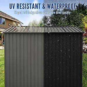 MIRAFIT Storage Shed 8x10 Ft, Outdoor Storage Cabinet Galvanized Steel Sheds with Sliding Door, Garden Metal Shed for Tool, Bike, Lawn Mower, Backyard, Patio,Olive Gray