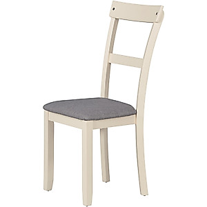 POCIYIHOME 5 Piece 5-Pc East-West Industrial 4 Excellent Chairs with Gray Cushion, Modern Kitchen Table Sets with Wood Legs for Dining Room, Retro Style, Brown+Cottage White