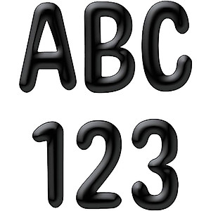 Eureka 845306 Alphabet and Numbers Bulletin Board and Classroom Decorations for Teachers, 4'' H, Black, 180pcs