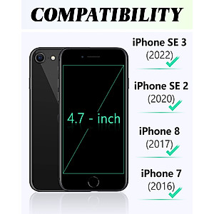 TUCCH Wallet Case for iPhone SE 2022/SE 2020/iPhone 8/7, PU Leather Folio Case with Stand Card Slot Magnetic Closure Flip Cover [TPU Interior Case] Compatible with iPhone SE 3/SE2/8/7, Midnight Green