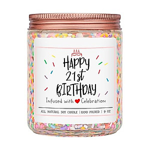 Homsolver 21st Birthday Gifts for Her Women, Best 21st Birthday Gift Ideas, Perfect Birthday Present, Funny Birthday Presents for Women, Friends, Sister, Daughter, Happy Birthday Aromatherapy Candles
