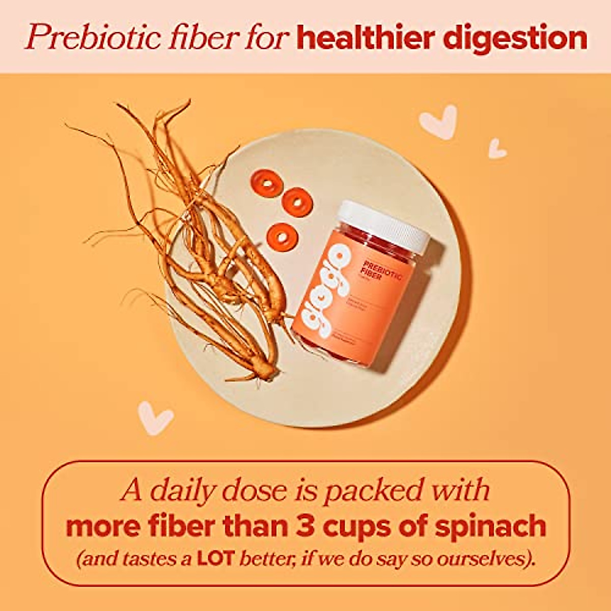 GOGO Fiber Gummies for Adults, 60 Count (Pack of 1) - Prebiotic Chicory Root Inulin Fiber Supplement - Daily Gummy Fiber for Digestive Gut Health, Constipation Relief - Non-GMO, Vegan & Cruelty-Free