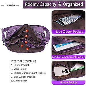 Crossbody Purses for Women Double Zipper Pockets Soft Vegan Leather Shoulder Bag with Adjustable Strap (Purple)