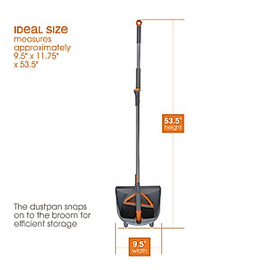 Casabella Quick 'n Easy Upright Broom and Dustpan Set, Gray/Orange