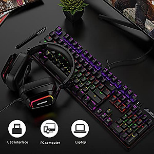 NACODEX Black Wired Gaming Headset and RGB Gaming Headphone Stand with 3.5mm AUX & 2 USB Port, Touch Control 10 Lighting Mode Headset Holder