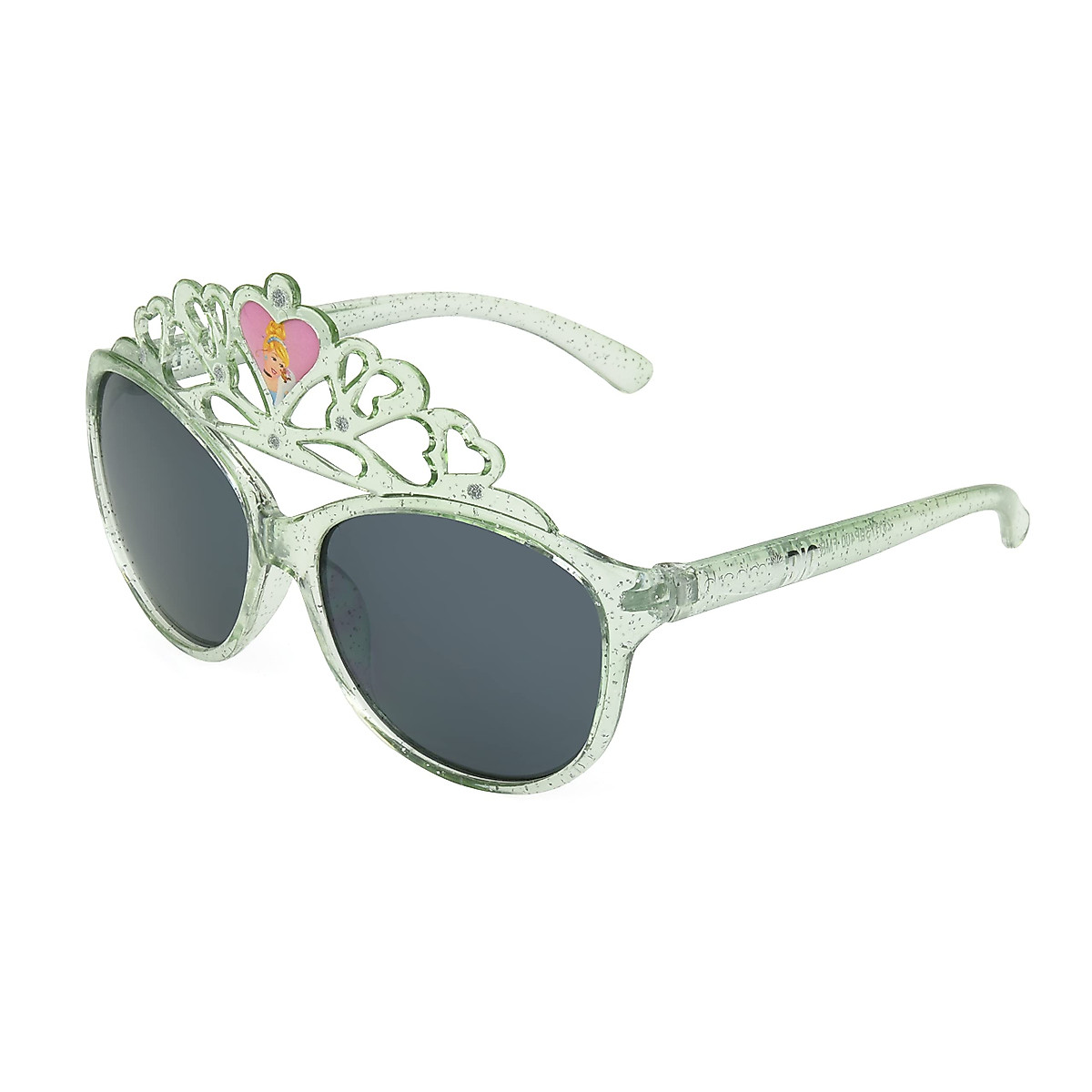 Disney Girls Princess Crown Kids Sunglasses, Crystal Blue to Clear/Glitter Injection, 53
