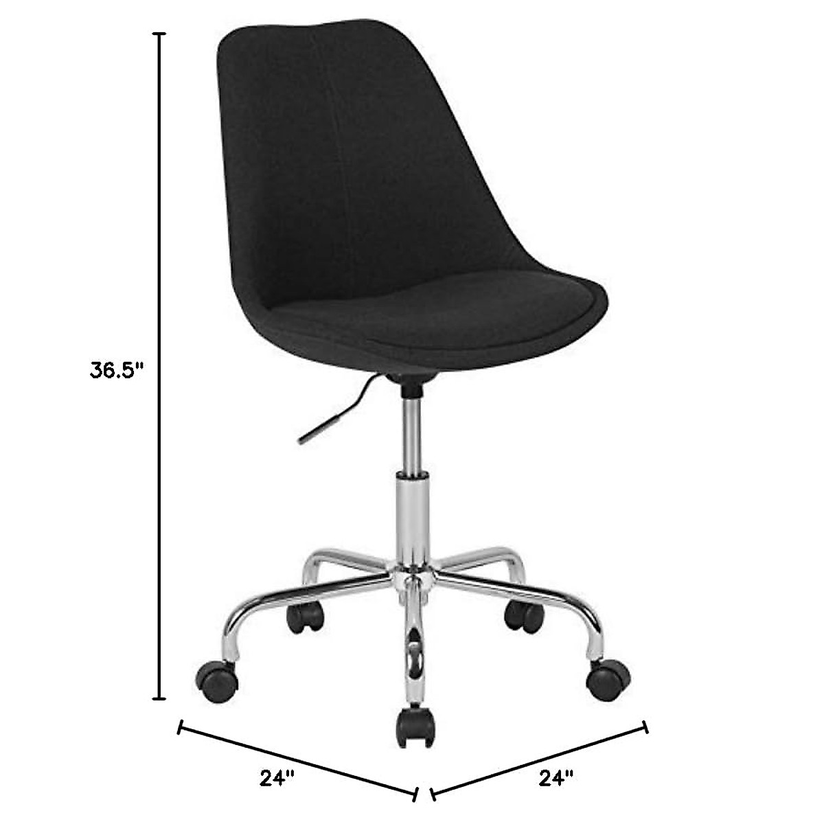 Pemberly Row Contemporary Mid Back Swivel Office Chair in Black