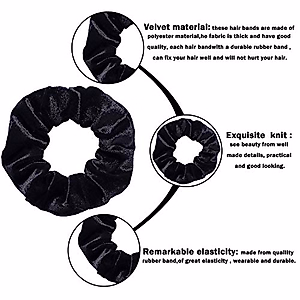 Whaline 12 Pieces Hair Scrunchies Velvet Elastics Scrunchy Bobbles Soft Hair Bands Hair Ties (Black)