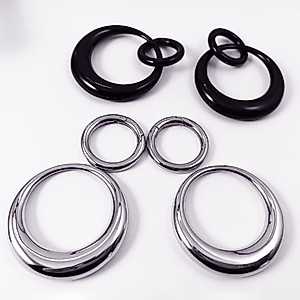 DEWGEM Dangle Gauges for Ears Large Hoops Dangle Ear Plugs Stainless Steel Weighted Ear Hangers for Tunnels Ear Weights Stretching Kits Dangle Gauges Ear Plugs for Women Size 6G(Silver)