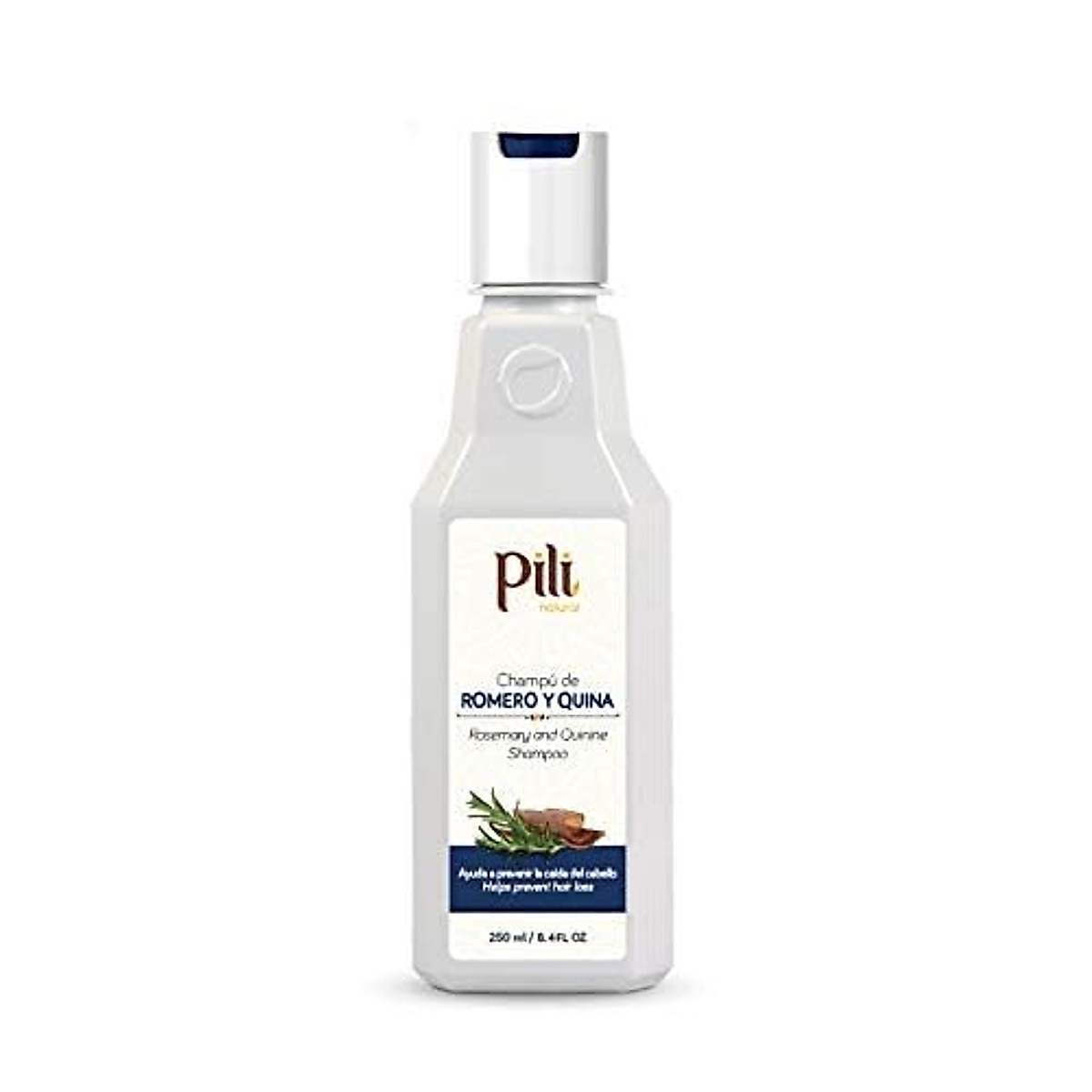 Pili Natural Rosemary and Quinine Shampoo - Strengthens Hair Follicles, Promotes Scalp Health & Hair Growth. 8.4 fl. oz.