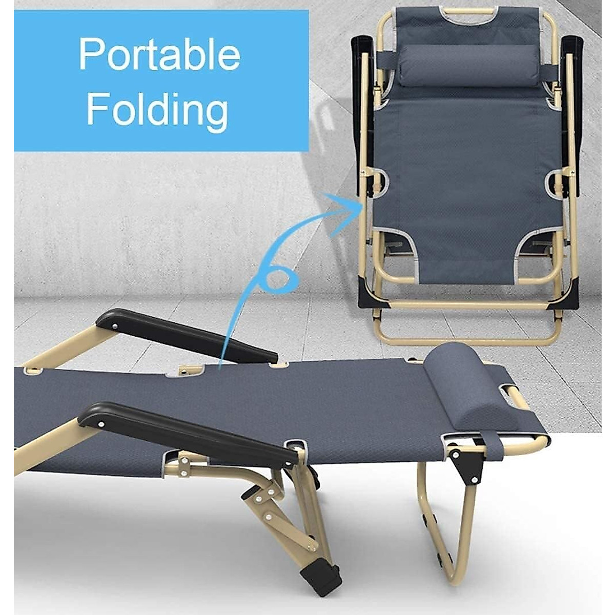 GeRRiT Home Chair Sun Lounger Recliner Chairs 600D Oxford Folding Lawn Lounge Chairs Garden Reclining Chair with Headrests for Outdoor Patio, Camping