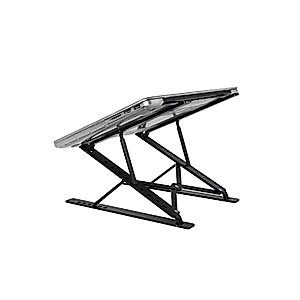 GoldenCrest Laptop Stand for Desk, Aluminum Riser, Ergonomic, Slim, Adjustable, Foldable, Portable and Sturdy Holder for Your Notebook, Tablet, Mobile Device and All Type of Laptops (Black)