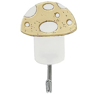 Wall Hooks 5lb(Max) Cute Mushroom Single Prong Hangers,Waterproof and Oilproof,Bathroom Kitchen Heavy Duty Self Adhesive Hooks,10 Pack