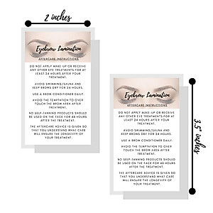 Eyebrow Lamination Aftercare Instruction Cards | Physical Printed 2 x 3.5” inches Business Card Size | White with Brow Photo Design | Starter Lift Kit with Tint at home diy aftercare supplies