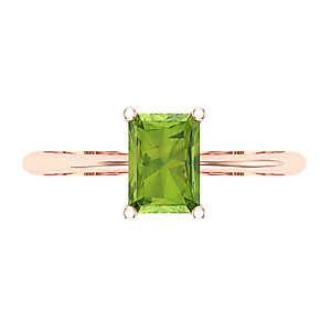 Clara Pucci 1.0 ct Radiant Cut Solitaire Genuine Natural Green Peridot Gem Engagement Bridal Promise Anniversary Ring 14k Rose Gold