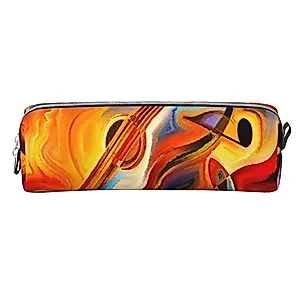 allgobee Pu Leather Pencil Bag Pen Case Colorful-Human-Musical-Arts Students Stationery Pouch Pencil Holder Desk Organizer