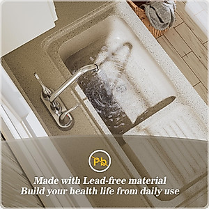 Phiestina Centerset 4-Inch 2 or 3 Hole Chrome Utility Sink/Laundry Faucet, with Rotatable Swivel 360° Spout and Threaded End, with Water Supply Line, BF025-7-C