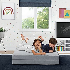 Delta Children Serta Perfect Sleeper Convertible Sofa & Play Set for Kids and Toddlers, Modular Foam Couch and Flip Out Lounger with 2 Ottomans, Grey