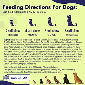 Multivitamin Treats for Dogs - Glucosamine Chondroitin for Joint Support + Digestive Enzymes & Probiotics - Grain Free Dog Vitamin for Skin & Coat + Immune Health - 60ct