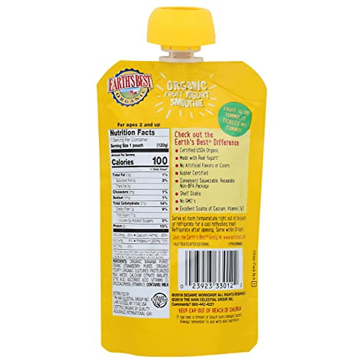 Earth's Best Organic Strawberry Banana Fruit Yogurt Smoothie, 4.2 oz