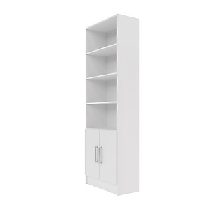 Manhattan Comfort Catarina Bookshelf Cabinet with Display Shelves and Doors for Hidden Storage, 71" Tall Bookcase, Easy Assembly, Stylish and Functional, Mid Century Modern Furniture, White