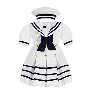 iGirlDress Baby Toddler Girls Nautical Sailor Dress with Hat 18mos White