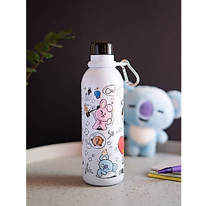 Official Kawaii Water Bottle 500ml Merchandise / 17OZ, Stainless Steel, Vacuum Insulated Water Bottle, Double Wall Reusable Water Bottle With Carabiner, BPA Free - Kawaii Stuff