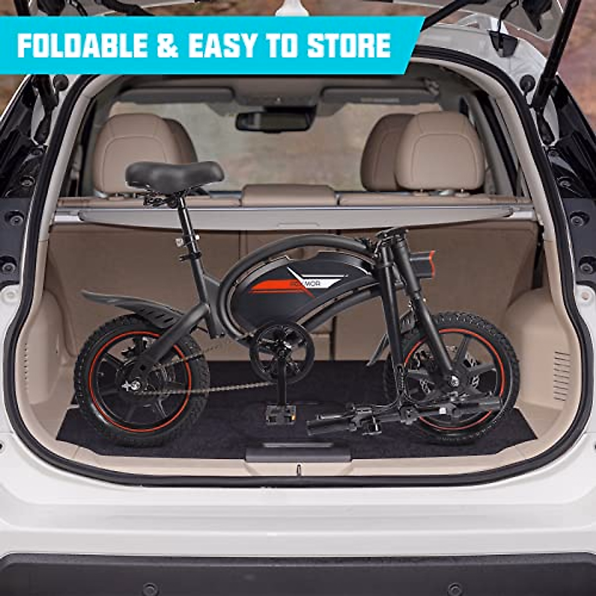 PEXMOR Electric Bike for Adults, 14" Folding Electric Bicycle 350W EBike Throttle & Pedal Assist w/Dual Disc Brake, 36V 6AH Electric Commuter City Foldable Bike w/LCD Display & LED Headlight(Black)