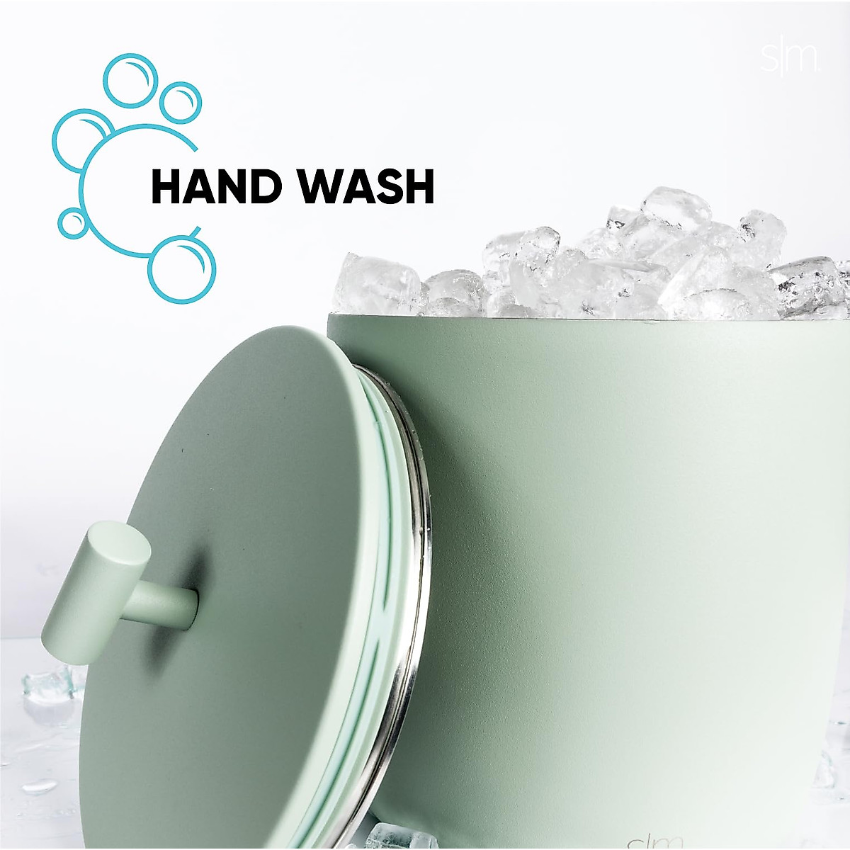 Simple Modern Vacuum Insulated Ice Bucket with Lid and Scoop | For Cocktail, Champagne, Wine, Beer, & Hosting | Stainless Steel 100oz Capacity for Large Parties | Rocks Collection | Winter White