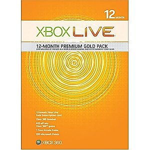 Xbox 360 Live 12 Month Gold Kit