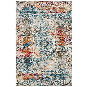 SAFAVIEH Luxor Collection 4' x 6' Ivory/Blue LUX308A Handmade Modern Distressed Area Rug