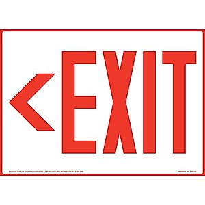 Directional Exit Left Exit Sign - 12" x 8.5" Permanent Self Adhesive Vinyl with Rounded Corners for Light-Duty Indoor and Outdoor Use - J. J. Keller & Associates