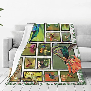 Hummingbird Blanket Bird Throw Blanket Soft Fleece Flannel Bedding Hummingbirds Gifts for Men Boys Women Girls Lovers Adults Stuff Plush for Couch Sofa Bed Room Decorl 40"X50"