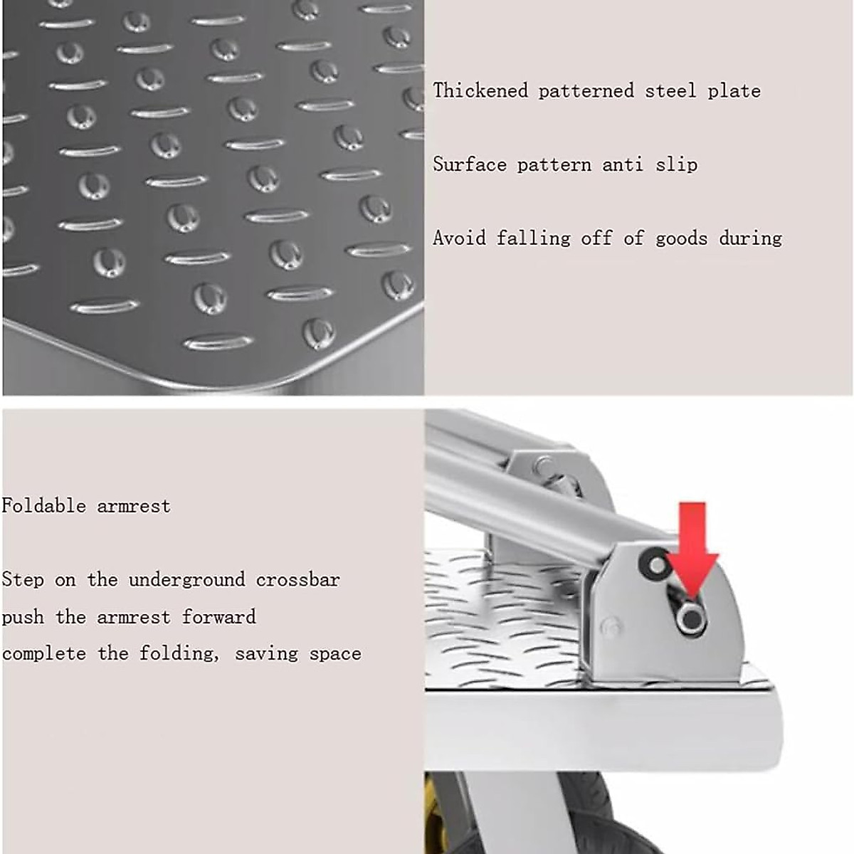 Coolpleasant Platform Trolley,Heavy Duty Folding Trolley with 360° Swivel Wheels and Foldable Ergonomic Handle for Home Office Shop Easy Transportation and Warehouse(Size:60x40cm)