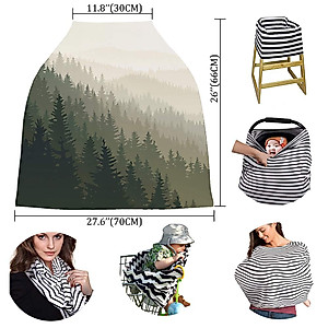 Car Seat Canopy Nursy Cover Forest, Multi Use Breastfeeding Scarf for Infant Carseat Canopy Stroller Shopping Cart Highchair Northern World with Coniferous Trees Scandinavian Woodland
