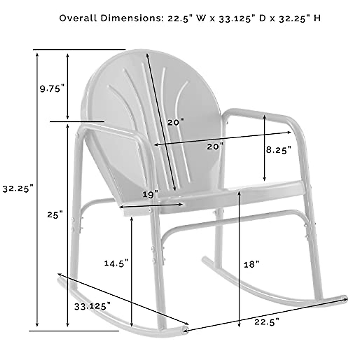 Crosley Furniture CO1013-WH Griffith Retro Metal Outdoor Rocking Chairs, White Gloss