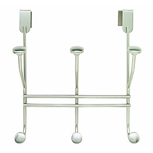Amerock | Over-The-Door Hook Rack | 3 Double Prong Hooks | Silver | 9-3/4 inch (248 mm) Length