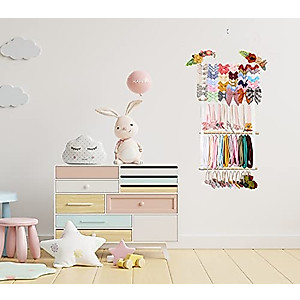 Flymind Hair Bow Holder for Girls, Baby Headband Holder Hair Bows Organizer Hanger Storage Wall Hanging Home Decor for Girls Room (White)