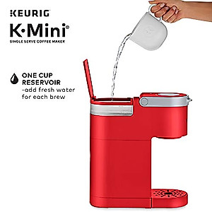 Keurig K-Mini Coffee Maker, Single Serve K-Cup Pod Coffee Brewer, 6 to 12 oz. Brew Sizes, Poppy Red (Renewed)