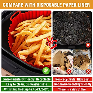 Air Fryer Silicone Pot, 8 inch Air Fryer Oven Accessories, Air Fryer Liners Replacement for Flammable Parchment Liner Paper, Silicone Air Fryer Basket - 4 to 7 QT