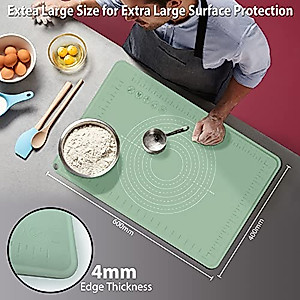 Silicone Baking Mat Extra Large Non-stick Baking Mat With High Edge, Food Grade Silicone Dough Rolling Mat For Making Cookies, Macarons, Multipurpose Mat, Countertop Mat, Placemat (16"X24")