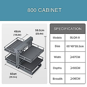 AHDFY Kitchen Cabinet Pull Out Shelves, Blind Cabinet Pull Out Organizer, Corner Built-ins Basket Kitchen Cabinet Pull Out Shelves for Pantry Cabinet Cupboard Table,800CABINTE