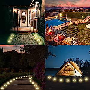 Solar Ground Lights Outdoor 4 Pack, 8 LED Colored Solar Disk Garden Lights Waterproof Inground Landscape Lighting for Yard Deck Lawn Patio Pathway Walkway Driveway with Multiple Changing Colors