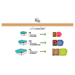 Kid Basix by New Wave Safe Snacker 3 Size Bundle Reusable Stainless Steel Lunchboxes Includes 23oz, 13oz and 7oz Reusable, Teal