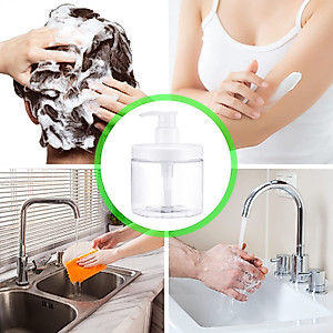 4 Pieces Pump Bottles Plastic Pump Bottle Dispenser 500 ml Shampoo and Conditioner Dispenser Shampoo Bottles Refillable Empty Lotion Dispenser with Pump for Travel Shower Essential Oil Soap (Clear)