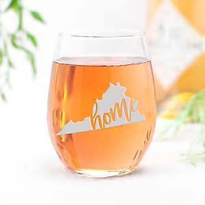Virginia State Stemless Wine Glass - Virginia Gift, Virginia Wine Glass, Virginia Fan Gift