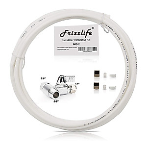Frizzlife IMC-2 Ice Maker Fridge Water Line Installation Kit Fits for 3/8” Braided Hose Connection Braid Hose Connect Water Filter System